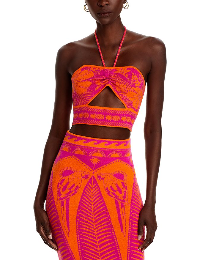 FARM Rio Macaw Elegance Knit Halter Top | Bloomingdale's