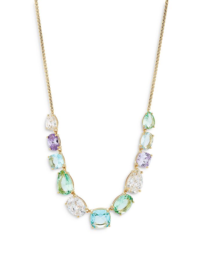 Nadri Watercolor Mixed Cut Frontal Necklace in 18K Gold Plated, 16 ...