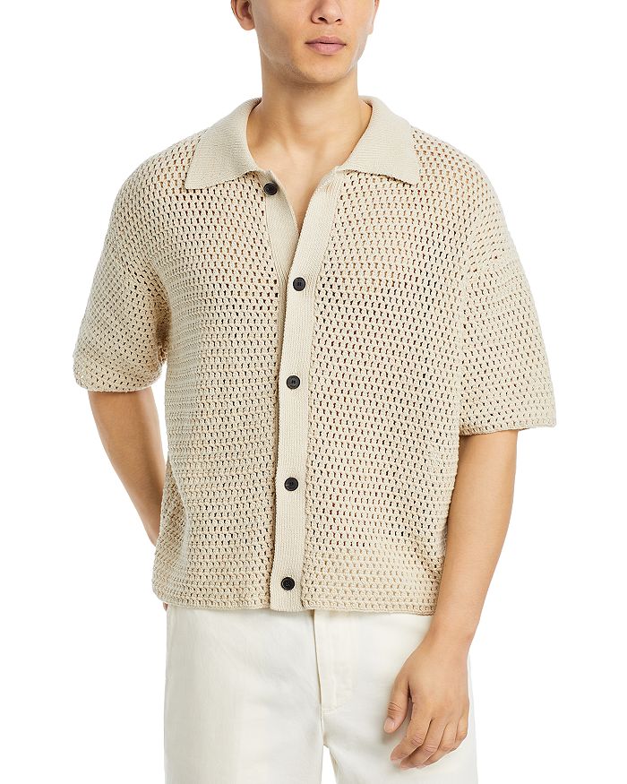 FRAME Cotton Open Weave Cardigan | Bloomingdale's