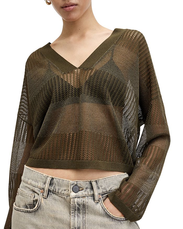 ALLSAINTS Misha Mesh V Neck Sweater | Bloomingdale's