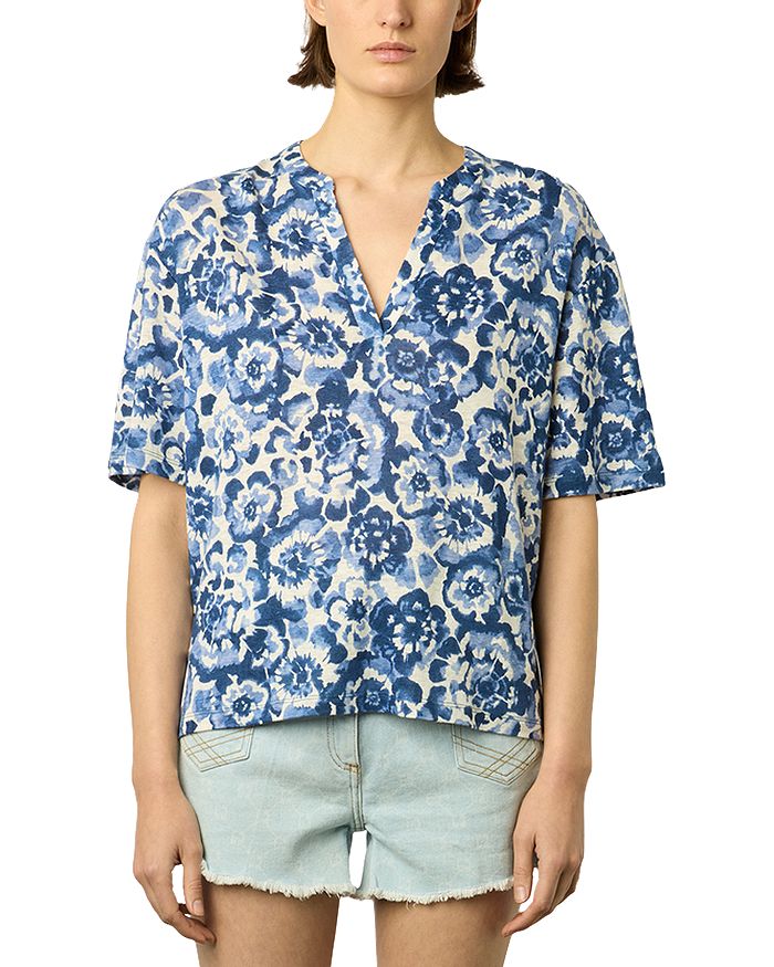 Gerard Darel Monia Printed Linen Tee | Bloomingdale's