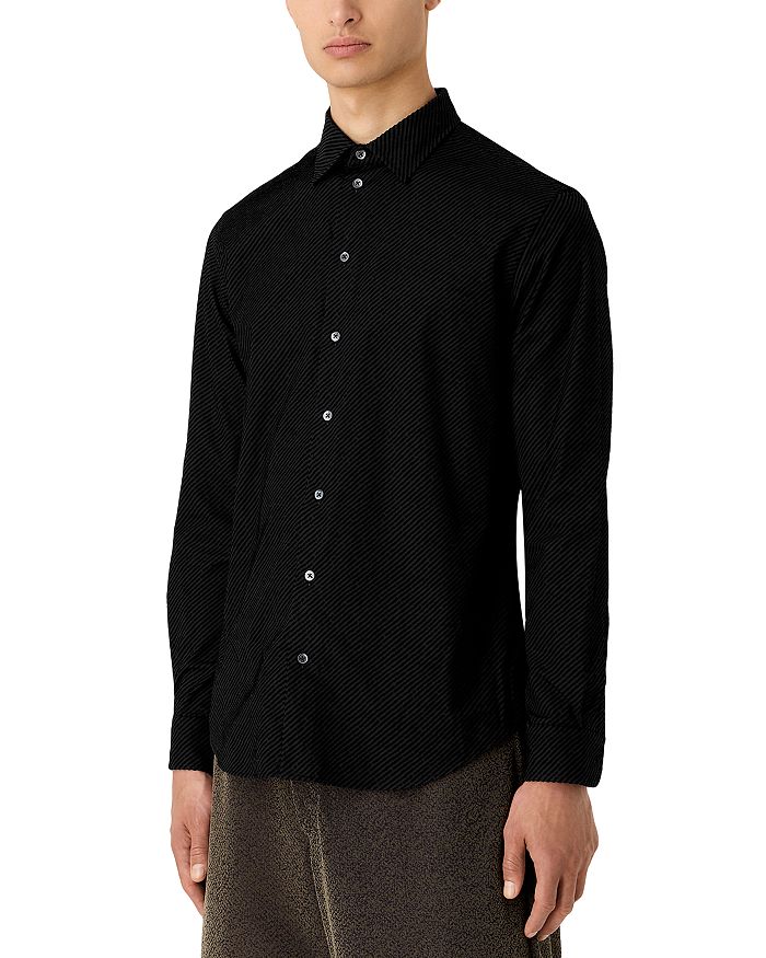 Emporio Armani Diagonal Flocked Print Shirt | Bloomingdale's