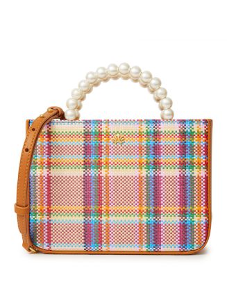 Lele Sadoughi Maya Mini Plaid Woven Raffia Tote | Bloomingdale's