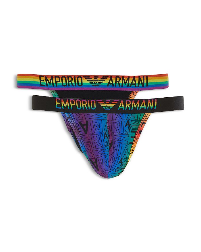 Emporio Armani Rainbow Logo Stretch Cotton Jockstrap 2 Pack