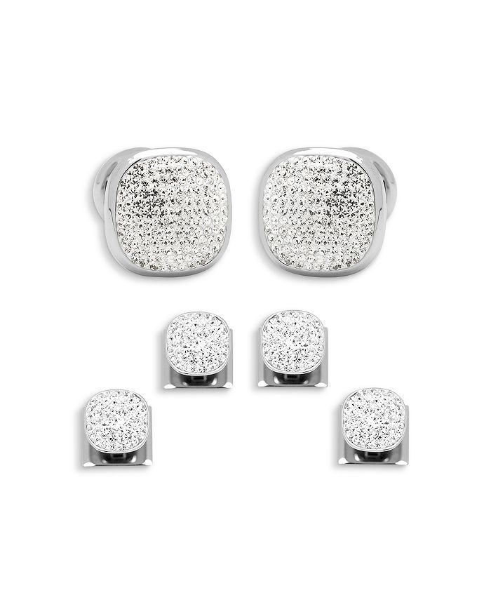 Cufflinks Inc White Pavé Crystal Stud & Cufflink Set | Bloomingdale's