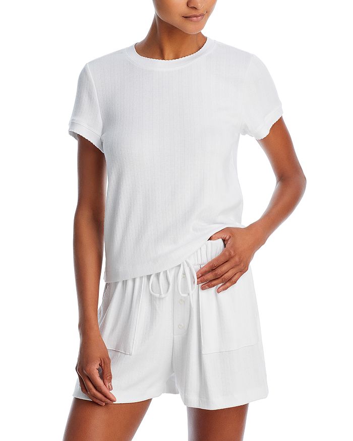 AQUA AQUA Pointelle Crewneck Pajama Set - Exclusive | Bloomingdale's