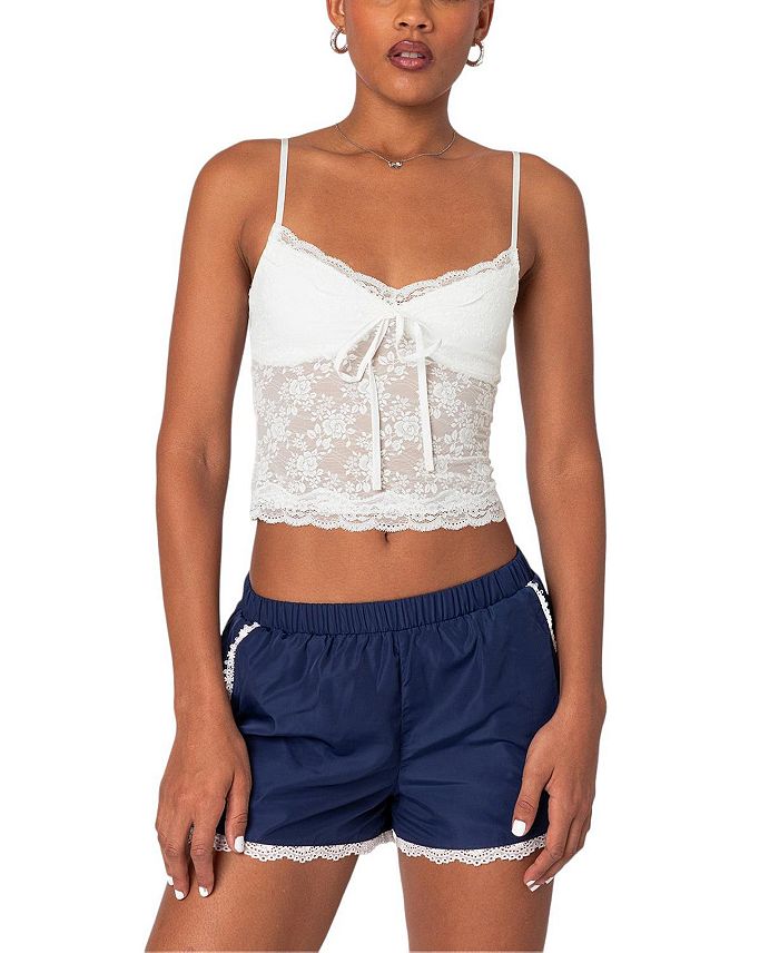 Edikted Cami Sheer Lace Tank Top | Bloomingdale's