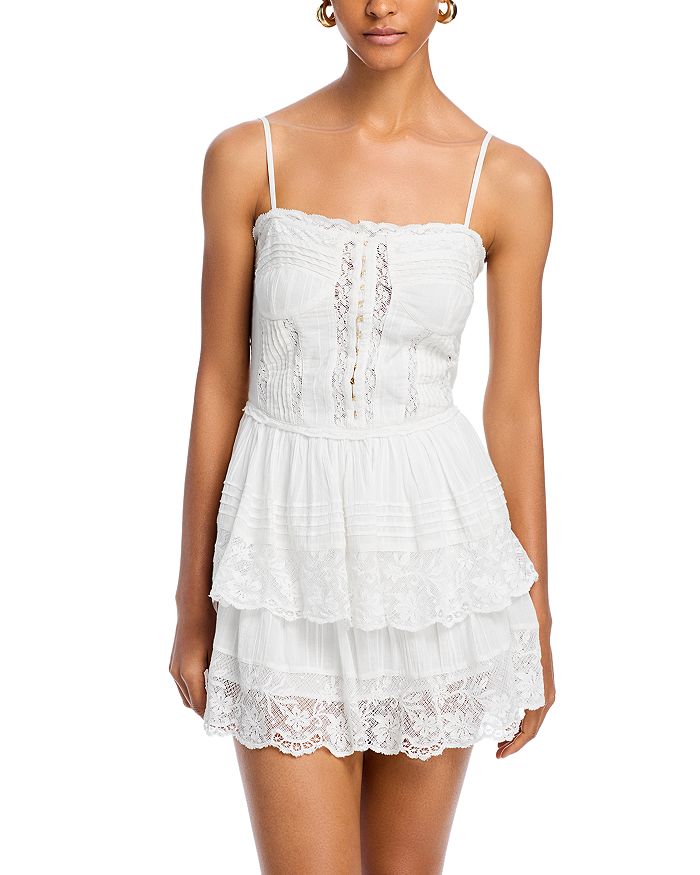 LoveShackFancy Nerida Lace Tiered Mini Dress | Bloomingdale's