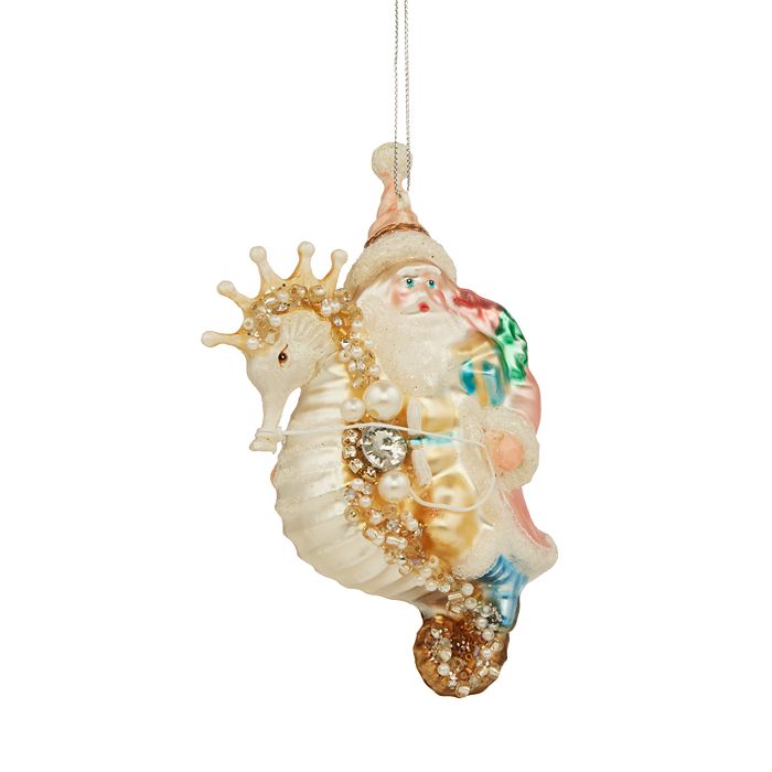 Bloomingdale's Glass Santa on Seahorse Ornament - Exclusive ...