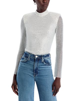 Self-Portrait Rhinestone Embellished Top | Bloomingdale's