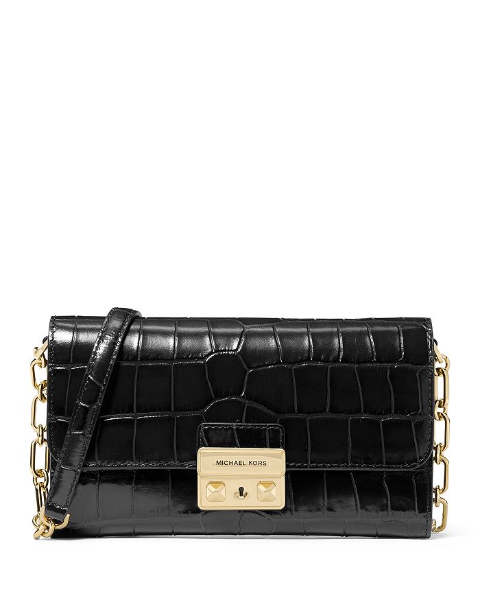 Michael Kors Tribeca Large Leather Wallet on a Chain Crossbody ...