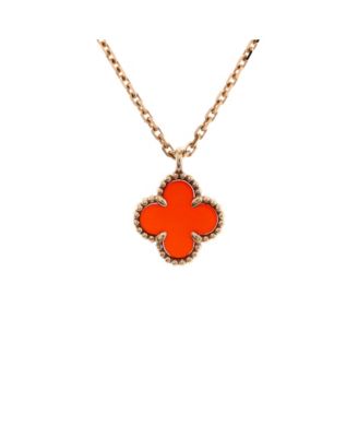 Van Cleef Arpels Sweet Alhambra Pendant Necklace Women 18kt Rose Gold Carnelian One Size Pink