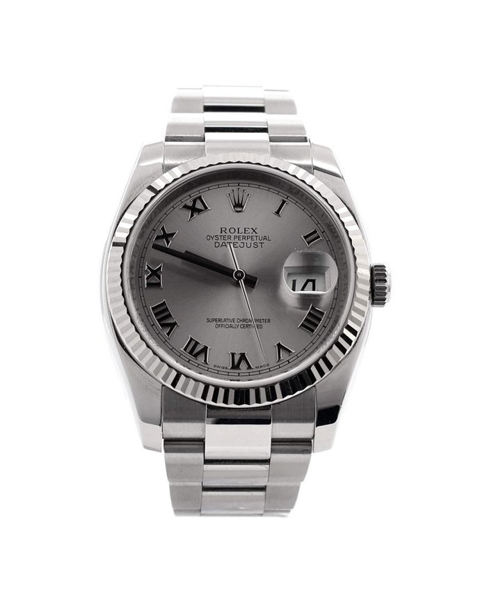 Pre-Owned Rolex Oyster Perpetual Datejust Automatic Watch in Stainless Steel and White Gold 36mm ...