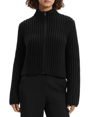 Theory Wool Cashmere Zip Front Cardigan | Bloomingdale's