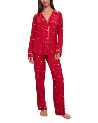 Eberjey Gisele Printed Christmas Long Pajama Set | Bloomingdale's