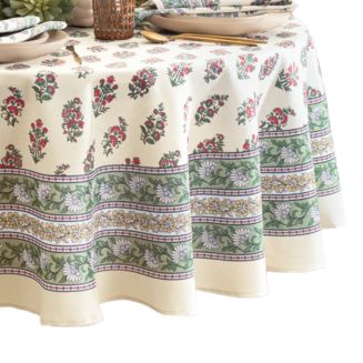 Elrene Home Fashions Nomad Harvest Block Print Round Tablecloth, 70" x ...