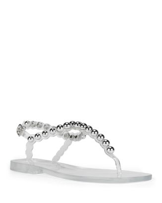 Jeffrey Campbell Women's Square Toe Bead Detail Jelly Thong Sandals ...