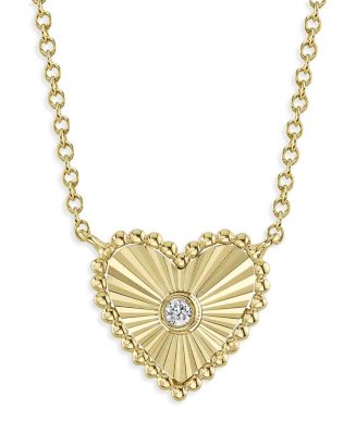 Shy Creation 14K Yellow Gold Kate Diamond Bezel Heart Pendant Necklace ...