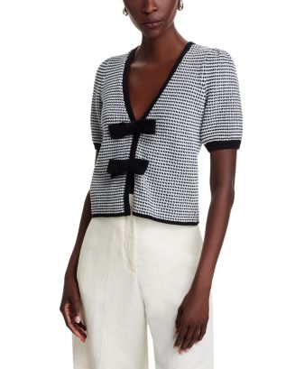 525 Elaine Puffed Sleeve Bow Front Cardigan | Bloomingdale's