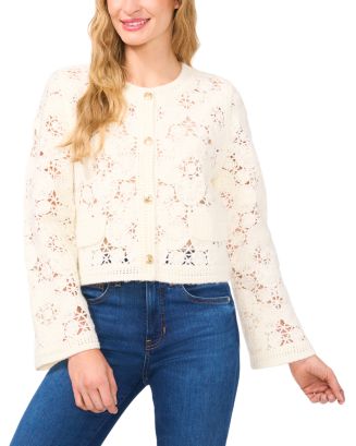 CeCe Long Sleeve Embroidered Cardigan | Bloomingdale's