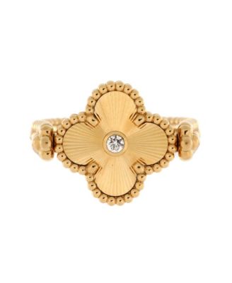 Pre-Owned Van Cleef & Arpels Vintage Alhambra Reversible Ring 18K Gold ...