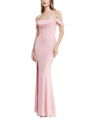Click here for Dress the Population Melania Off-the-Shoulder Gown prices