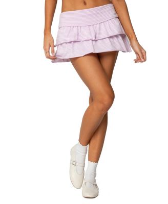 Click here for Edikted Lexie Ruffle Striped Mini Skirt prices