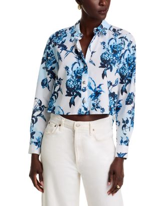 L'AGENCE Cosette Crop High Low Shirt | Bloomingdale's