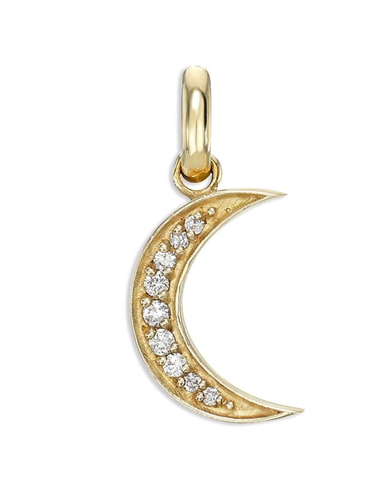 Click here for Zoe Lev 14K Yellow Gold Diamond Moon Charm Pendant prices