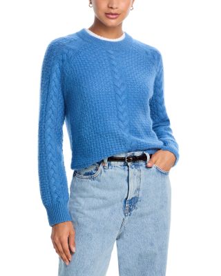 Click here for Aqua 100 Cashmere Basketweave Cable Crewneck Sweat... prices
