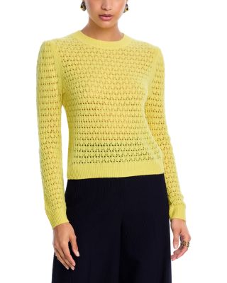 Click here for Aqua 100 Cashmere Openwork Crewneck Sweater - Excl... prices
