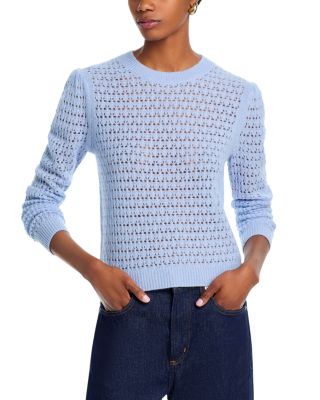 Click here for Aqua 100 Cashmere Openwork Crewneck Sweater - Excl... prices