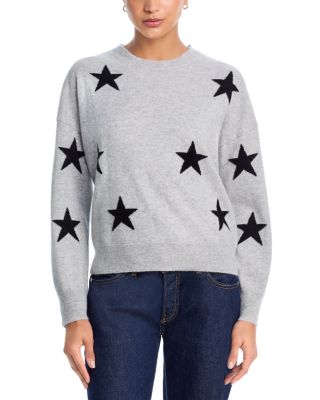 Click here for Aqua 100 Cashmere Star Crewneck Sweater - Exclusiv... prices
