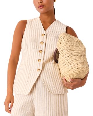Click here for Whistles Petite Linen Stripe Vest prices