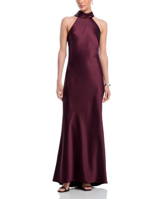 Click here for Aqua Sleeveless Satin Gown - Exclusive prices