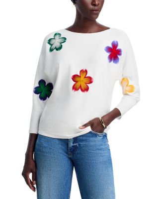 Click here for Sioni Floral Embroidered Dolman Sleeve Sweater prices