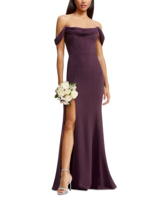 Click here for Dress the Population Melania Off-the-Shoulder Gown prices