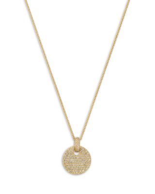 Bloomingdales Fine Collection Pave Diamond Disc Pendant Necklace in 14K Yellow Gold  0.75 tcw