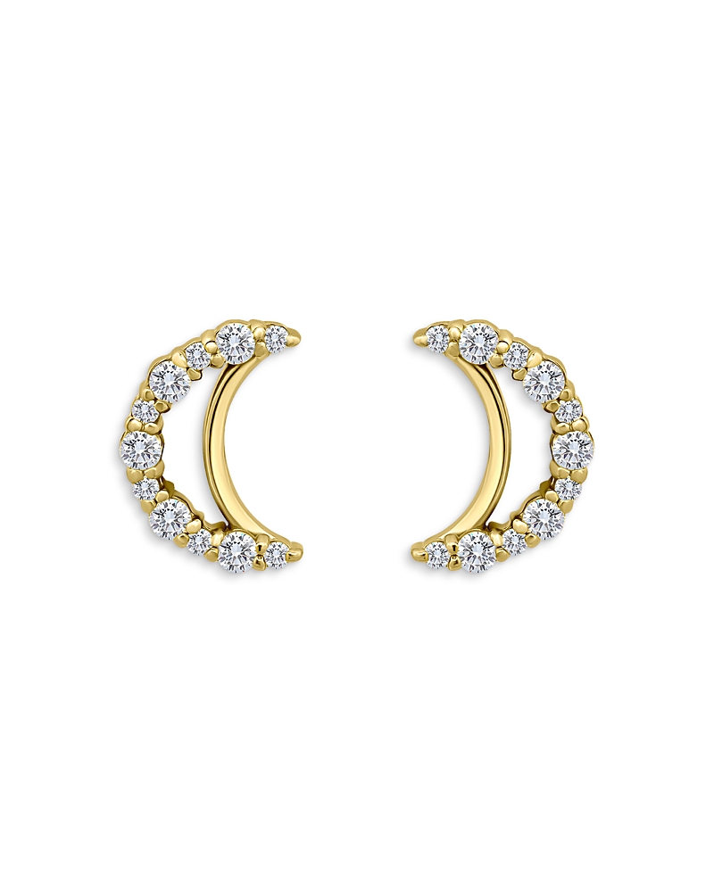 Click here for Aqua Pave Cubic Zirconia Crescent Moon Stud Earrin... prices
