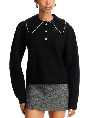 AQUA Collared V Neck Sweater - Exclusive | Bloomingdale's Women