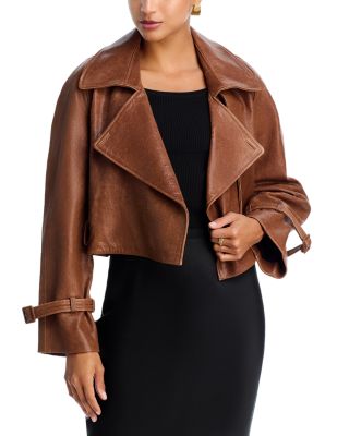 Click here for Nour Hammour Hatti Leather Crop Jacket prices