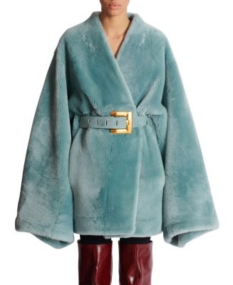 Balmain Belted Shearling Coat | Bloomingdale's