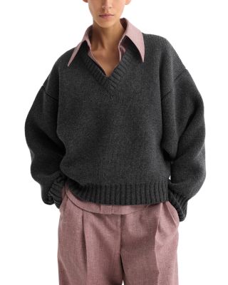 ROHE Wool Sculptural V Neck Sweater