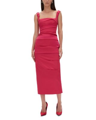 Click here for Rachel Gilbert Anna Pleated Midi Dress prices