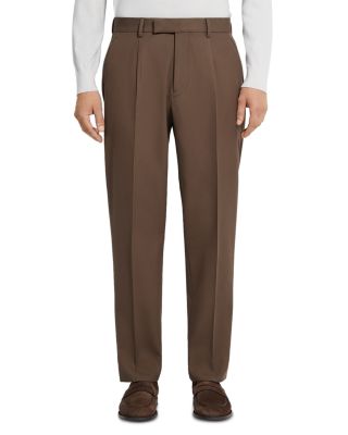 Zegna Cotton & Wool Pleated Pants