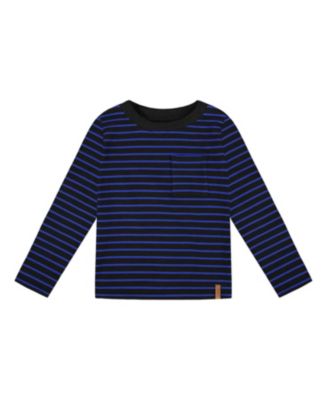 Deux par Deux Boys Long Sleeve Brushed Jersey Striped Tee - Little Kid