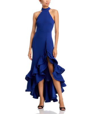 Click here for Aqua Racerback Ruffle Hem Gown - Exclusive prices