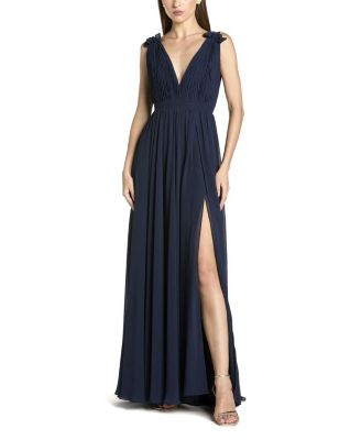 Click here for Mac Duggal Chiffon Plunge Neck Gown prices