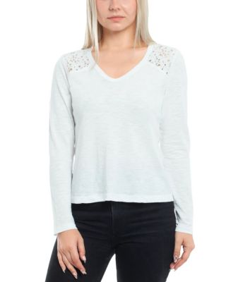 Click here for Wilt Clothing Mixed Media Lace Inset Tee prices