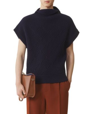 Click here for Lanvin Diamond Detail Sleeveless Wool Sweater prices